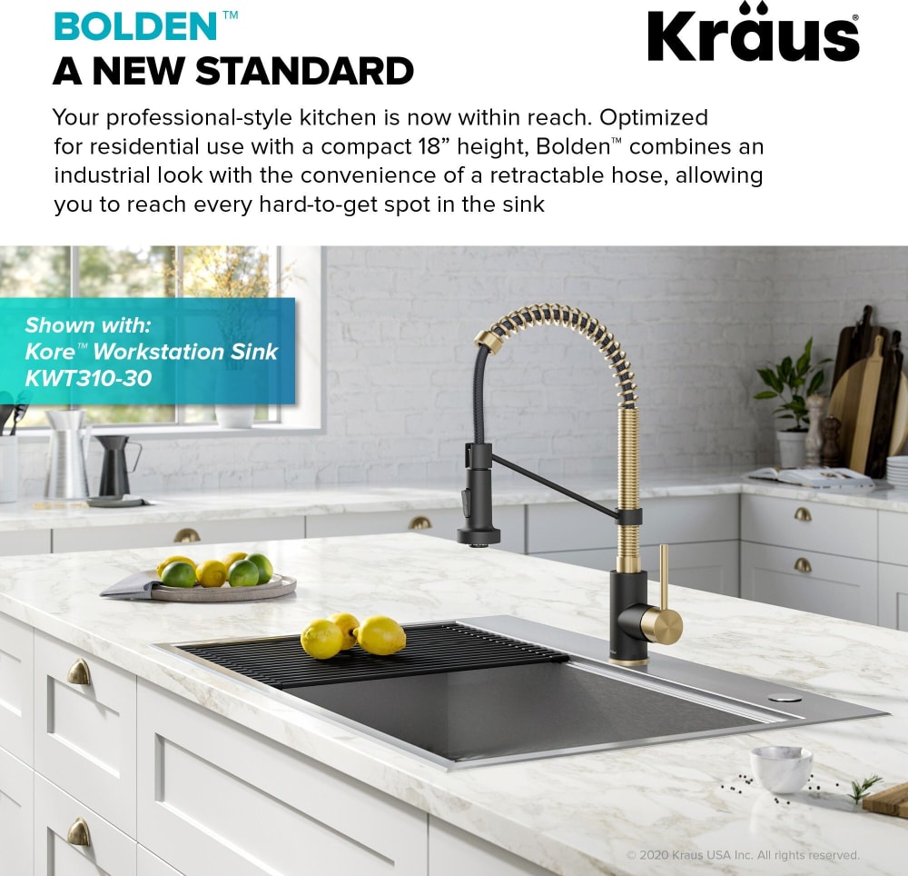 Kraus KPF1610SFACBMB Single Handle Pull Down Commercial Style Kitchen ...