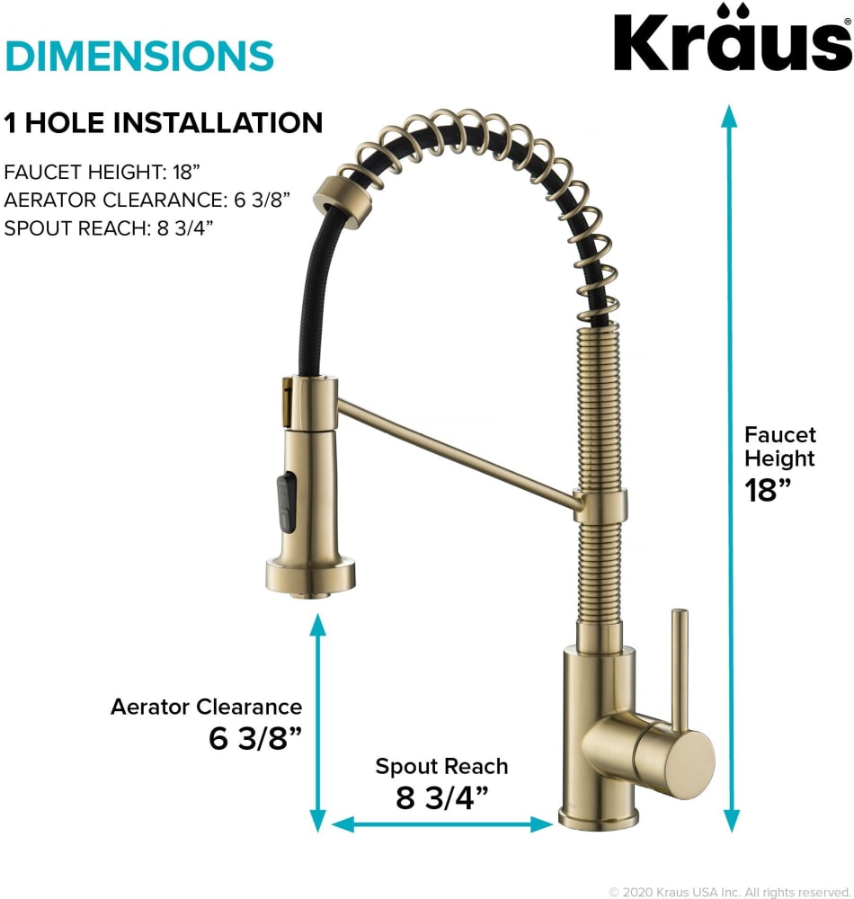 Kraus KPF1610DP03SFACB Single Handle Pull Down Commercial Style Kitchen ...