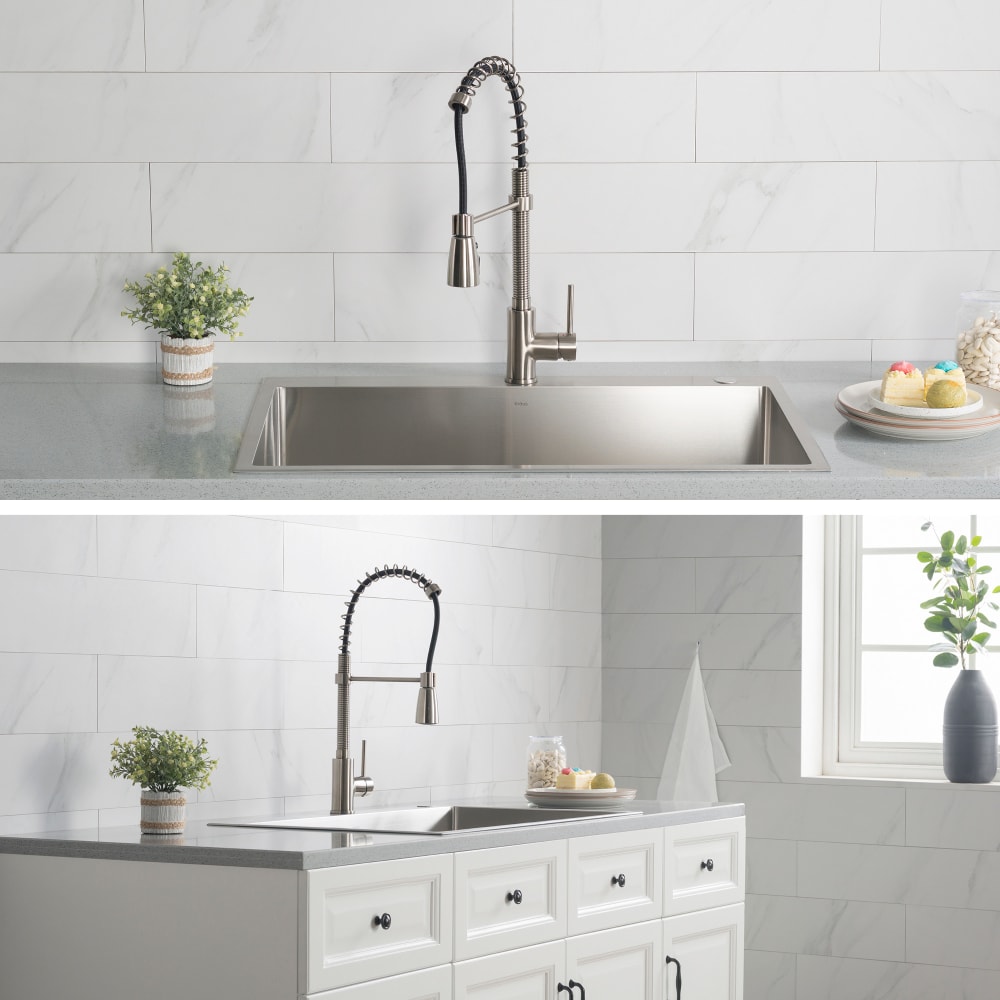 Kraus KPF1612SS Single Handle Stainless Steel Commercial Kitchen Faucet ...