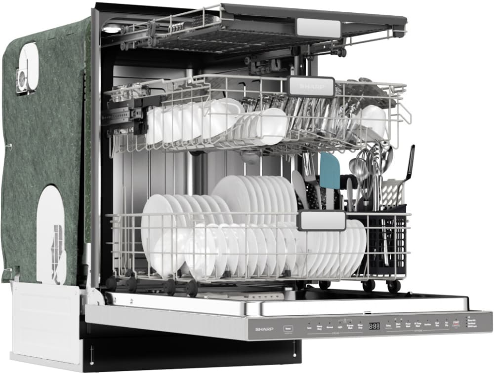 Sharp SDW6767HS 24 Inch Fully Integrated Smart Dishwasher with 14 Place ...