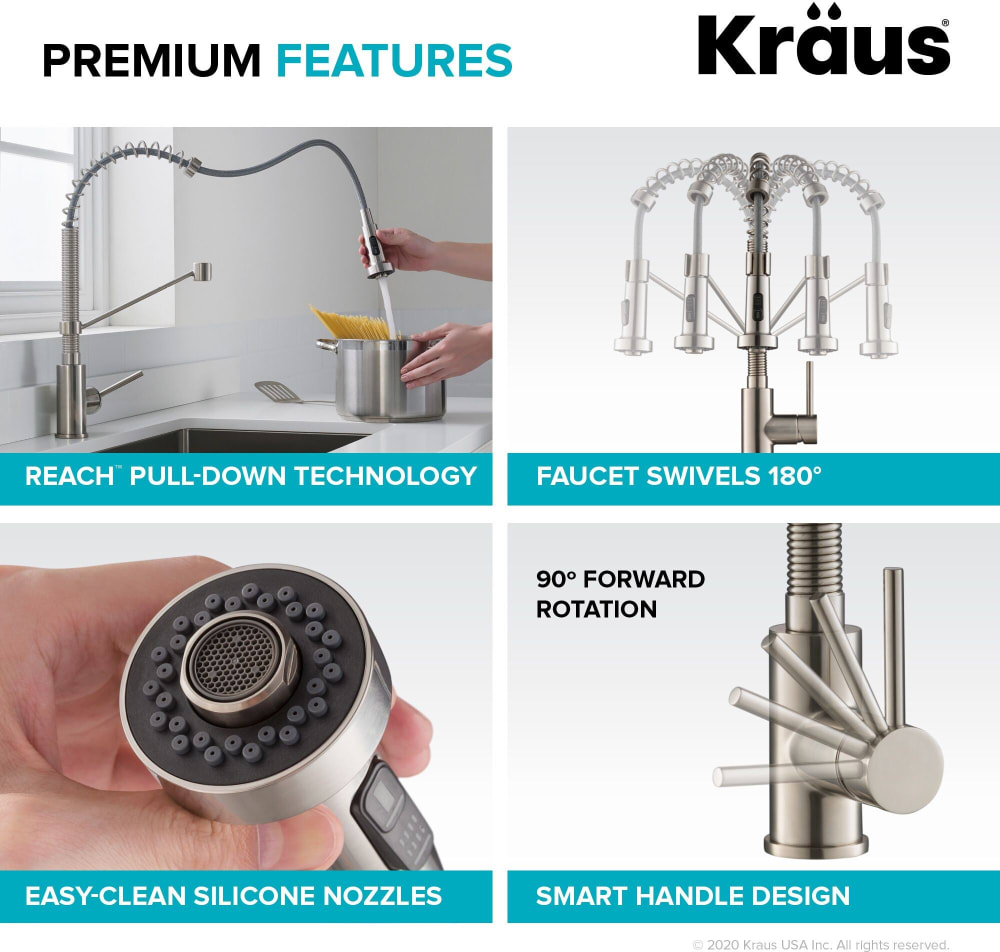 Kraus KPF1610SFACBMB Single Handle Pull Down Commercial Style Kitchen ...