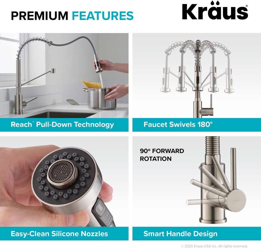 Kraus KPF1610SFACB Single Handle Pull Down Commercial Style Kitchen ...