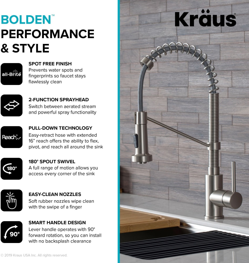 Kraus KPF1610SFSDP03SFS Single Handle Pull Down Commercial Kitchen ...