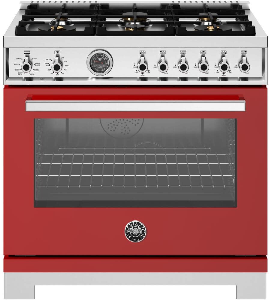 Bertazzoni PRO366BCFEPROT 36 Inch Freestanding Dual Fuel Range with 6 ...