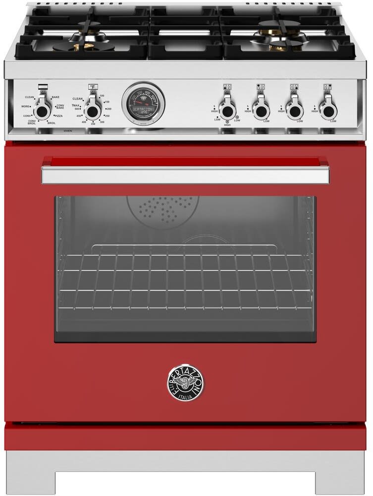 Bertazzoni PRO304BFEPROT 30 Inch Freestanding Dual Fuel Range with 4 ...