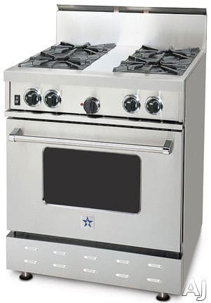 BlueStar RPB304BV1 30 Inch Pro-Style Gas Range with 3 Regular Burners ...