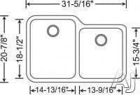 Blanco 510887 32 Inch Undermount 1 & 3/4 Double Bowl Stainless Steel Sink