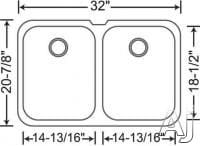Blanco 511620 32 Inch Undermount Equal Double Bowl Stainless Steel Sink