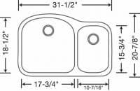 Blanco 511750 32 Inch Undermount 1 & 1/2 Double Bowl Stainless Steel Sink
