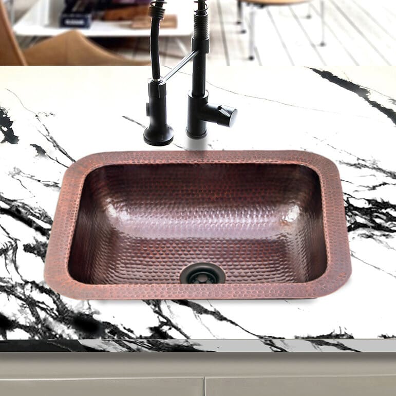 Nantucket Sinks REHC25 17 Inch Undermount Single Bowl Hammered Copper ...
