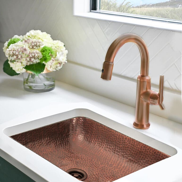 Nantucket Sinks REHC25 17 Inch Undermount Single Bowl Hammered Copper ...