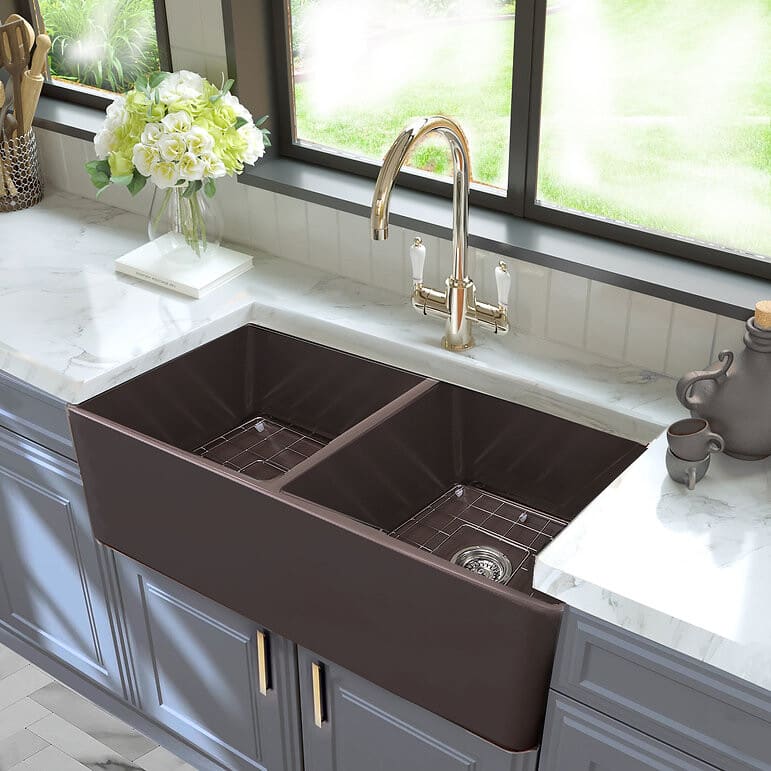 Nantucket Sinks TFCFS33CBDBL 33 Inch Farmhouse Fireclay Kitchen Sink ...