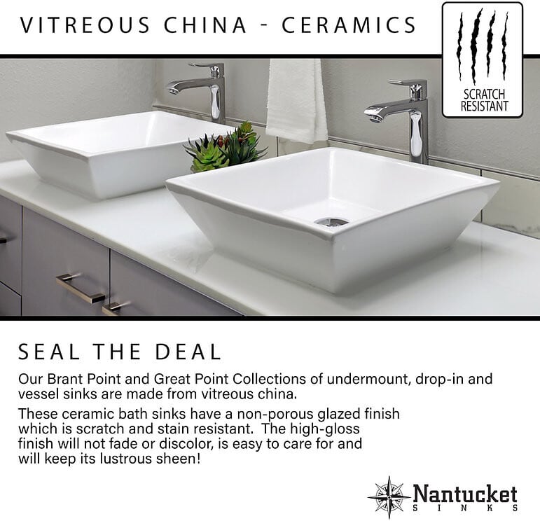 Nantucket Sinks NSV109 16 Inch Bathroom Vessel Sink with 3 5/8 Inch ...