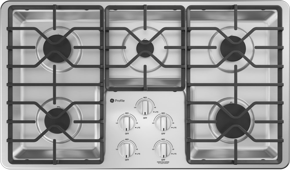 GE PGP6036STSS 36 Inch Gas Cooktop with 5 Sealed Burners, 15,000 BTU ...