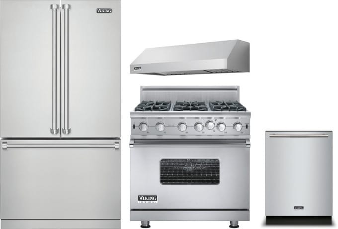 Viking VIRERADWRH538 4 Piece Kitchen Appliances Package with French ...
