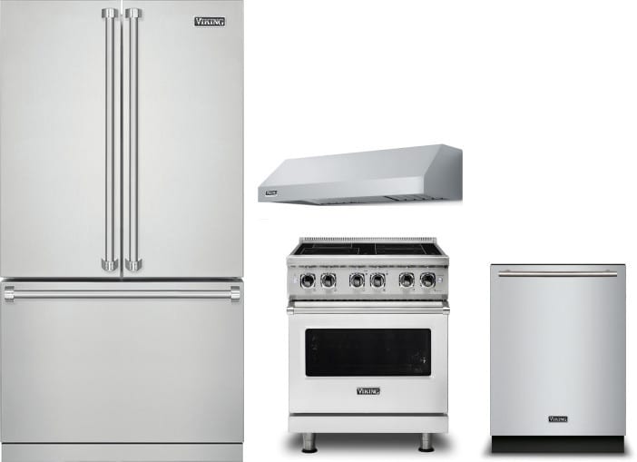 Viking VIRERADWRH1084 4 Piece Kitchen Appliances Package with French ...