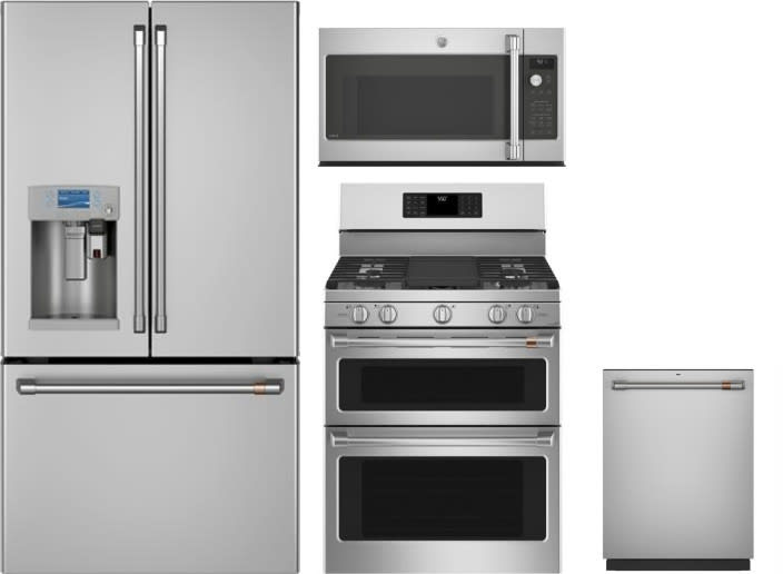 Cafe CAFRERADWMW337 4 Piece Kitchen Appliances Package with French Door ...
