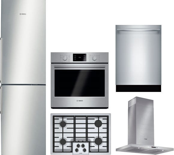 Bosch BORECTRHDWWO8 5 Piece Kitchen Appliances Package with Bottom ...