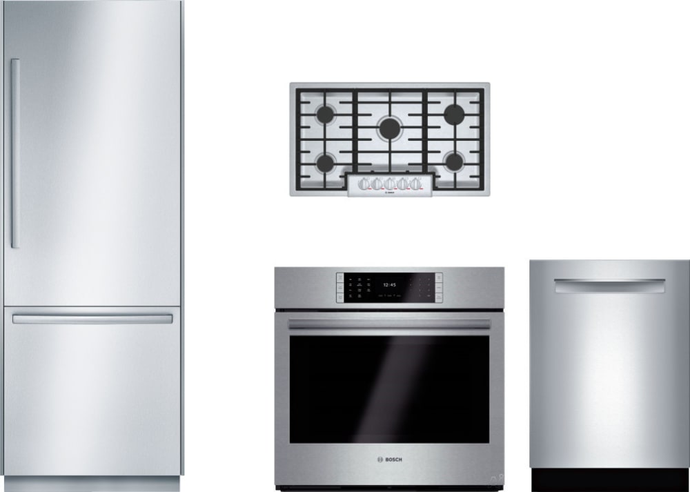 Bosch BORECTWODW137 4 Piece Kitchen Appliances Package with Bottom ...