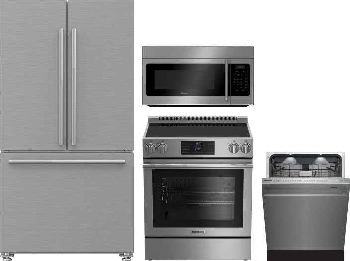Blomberg BLRERADWMW254 4 Piece Kitchen Appliances Package with French ...