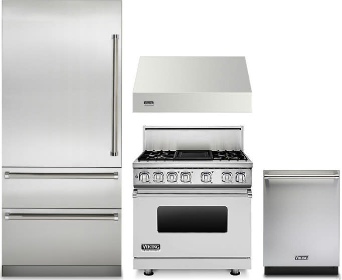 Viking VIRERADWMW435 4 Piece Kitchen Appliances Package with Bottom ...