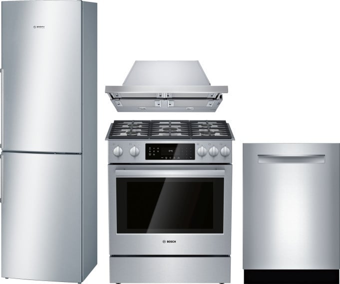 Bosch BORERADWMW589 4 Piece Kitchen Appliances Package with Bottom ...