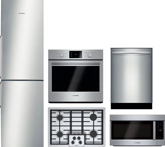 Bosch BORECTWODWRH131 5 Piece Kitchen Appliances Package with Bottom ...