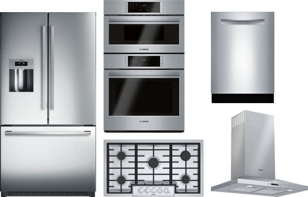 Bosch BORECTWODWRH187 5 Piece Kitchen Appliances Package with French ...