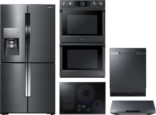 Samsung SARECTWODWRH440 5 Piece Kitchen Appliances Package with French ...