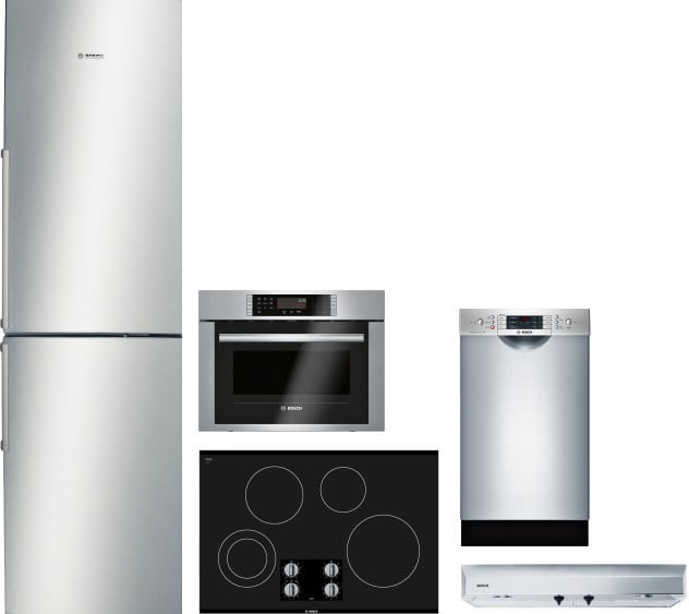 Bosch BORECTWODWRH860 5 Piece Kitchen Appliances Package with Bottom ...