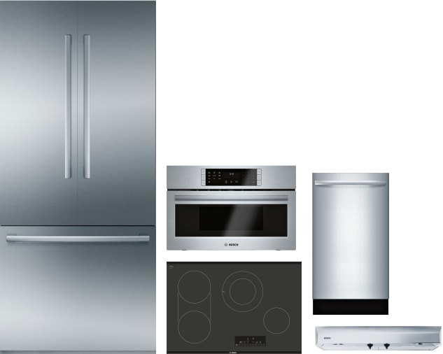 Bosch BORECTWODWRH867 5 Piece Kitchen Appliances Package with French ...