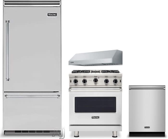 Viking VIRERADWRH1417 4 Piece Kitchen Appliances Package with Bottom ...