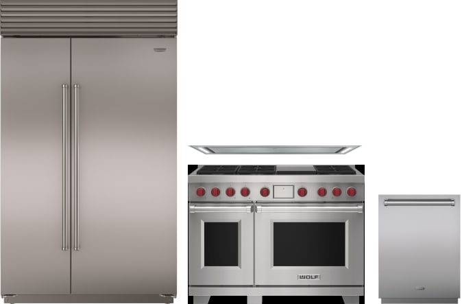 Wolf WOSZRERADWRH120 4 Piece Kitchen Appliances Package with Side-by ...