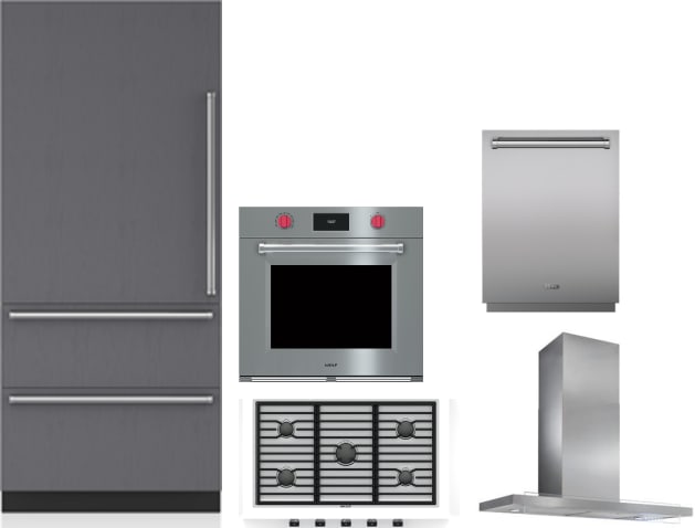 Wolf WOSZRECTWORH107 4 Piece Kitchen Appliances Package with Dishwasher ...