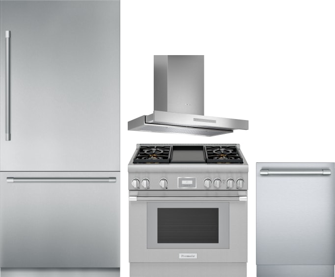 Thermador THRERADWRH1073 4 Piece Kitchen Appliances Package with Bottom ...