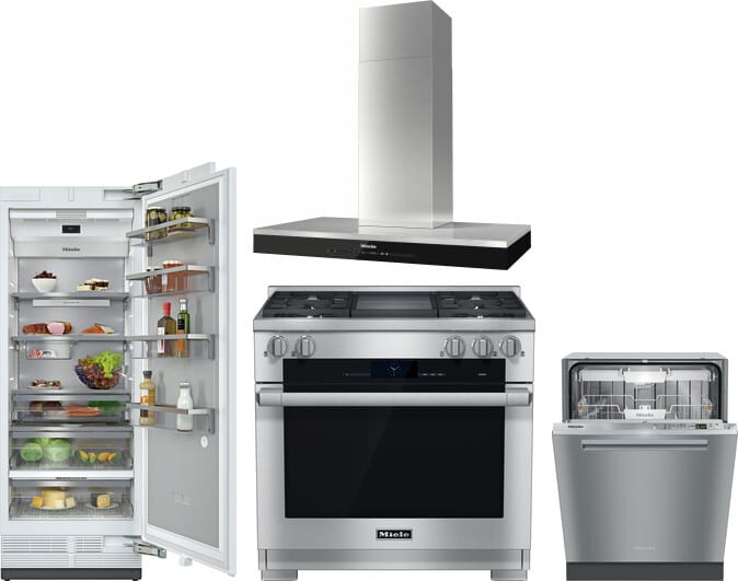 Miele MIRERADWRH3007 4 Piece Kitchen Appliances Package with Column ...