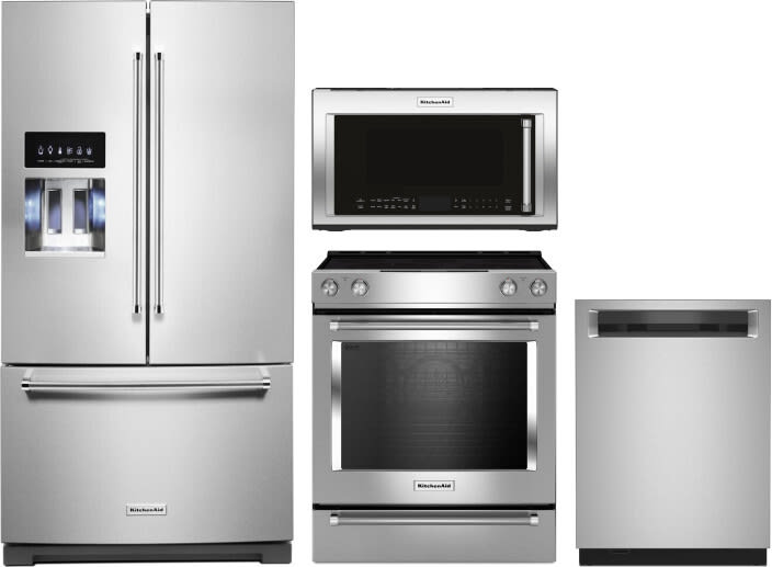 KitchenAid KARERADWRH150 4 Piece Kitchen Appliances Package with French ...