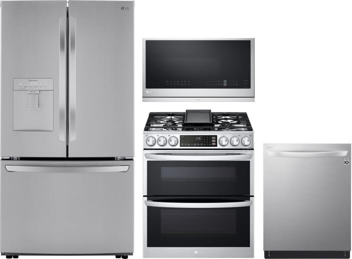 LG LGRERADWMW14263 4 Piece Kitchen Appliances Package with French Door ...