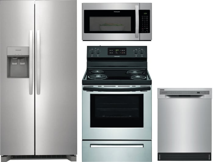 Frigidaire FRRERADWMW4144 4 Piece Kitchen Appliances Package with Side ...