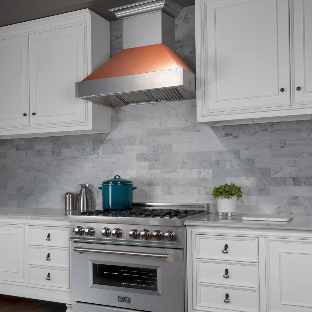 ZLINE 8654C36 36 Inch Wall Mount Chimney Hood with 700 CFM Internal ...