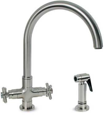 Hamat 33954PC Double Handle Cast Spout Kitchen Faucet with 10 Inch ...