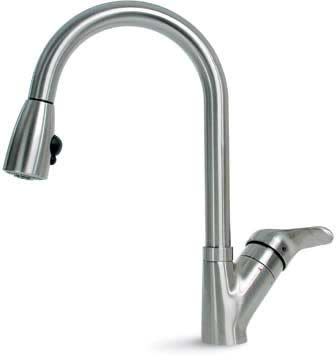 Hamat 32869ST Single Lever Pull-Down Kitchen Faucet with 8-3/5 Inch ...
