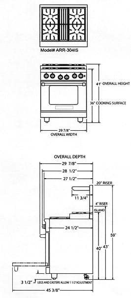 American Range ARR304S 30 Inch Pro-Style Step-Up Saute Gas Range with 4 ...