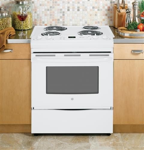 GE JSS28DFWW 30 Inch Slide-in Electric Range with 4 Coil Elements, 4.4 ...