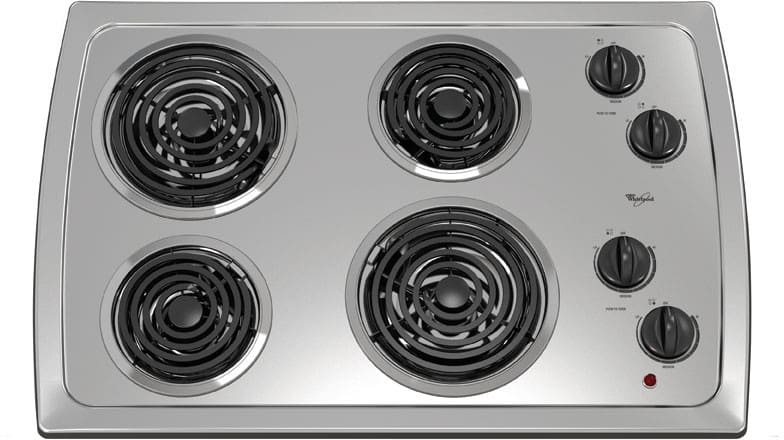 Whirlpool RCS3014RS 30 Inch Coil Electric Cooktop with 4 Coil Heating ...