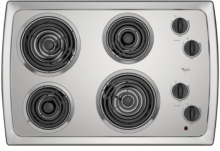 Whirlpool RCS3014RS 30 Inch Coil Electric Cooktop with 4 Coil Heating ...