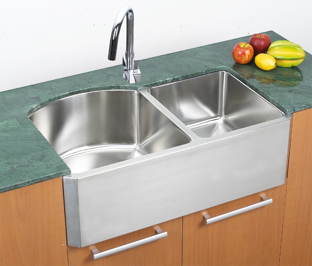 Hamat SFA3209 32 Inch Undermount Double Bowl Stainless Steel Apron Sink ...