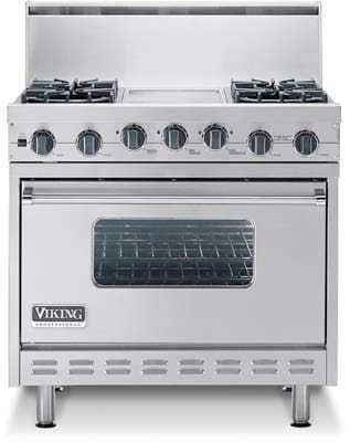 Viking VDSC3656BSS 36 Inch Pro-Style Dual-Fuel Range with 6 Open ...