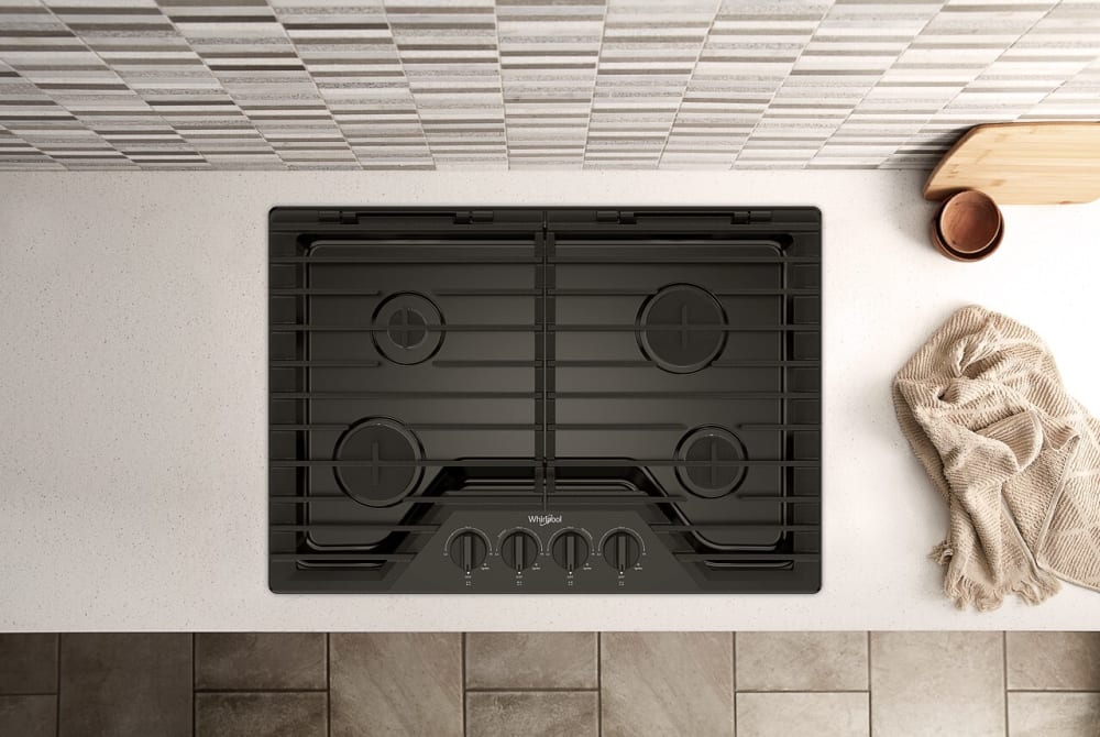 Whirlpool WCGK5030PB 30 Inch Gas Cooktop with 4 Sealed Burners ...