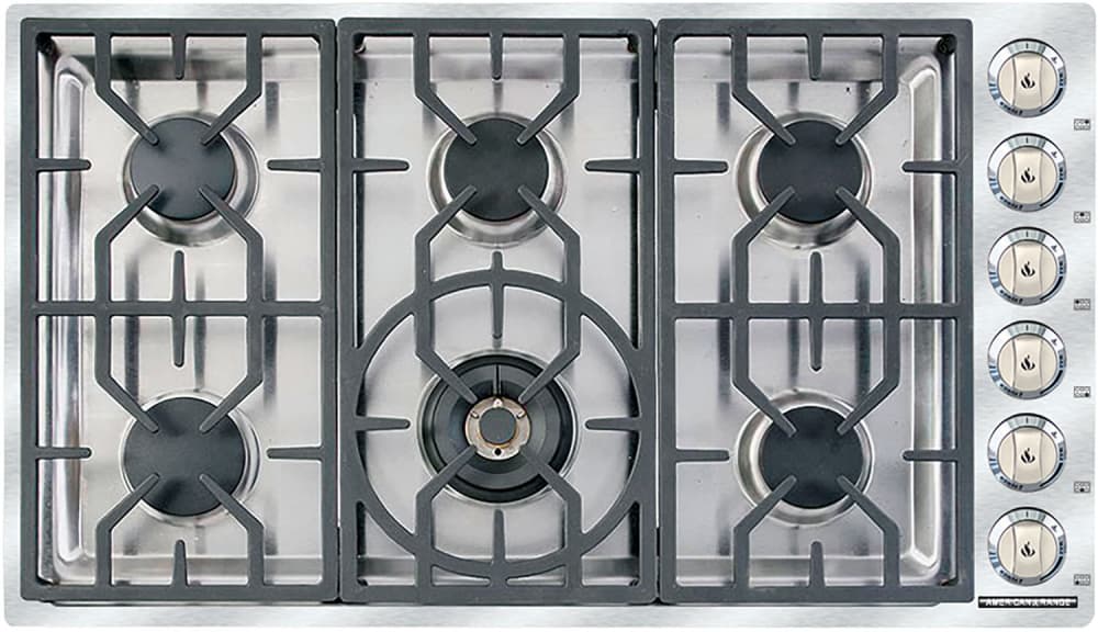 American Range ARDCT366L 36 Inch Gas Cooktop with 6 Sealed Burners ...